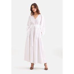 Seidensticker Damen Sommerkleid, wei&szlig;, Gr. 36, unifarben, 100% Leinen, Kleider, 1/1 V-Neck Uni