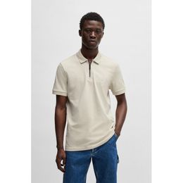 BOSS Orange Herren BOSS Orange Poloshirt &raquo;Passerzip Regular Fit Zipper&laquo; Zip Classic Stretch Pique Polo, pflegeleicht beige L