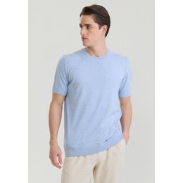 FELIX HARDY Herren T-Shirt "Basic-Strick-T-Shirt mit Rundhalsausschnitt", blau, Gr. XL, 100% Baumwolle, Shirts
