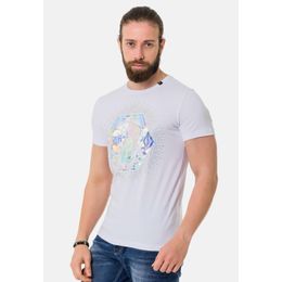 Cipo & Baxx CIPO & BAXX Herren T-Shirt "CT720", wei&szlig;, Gr. L, Obermaterial: 95% Baumwolle CO. 5% Elasthan EL., Shirts, gerade geschnitten
