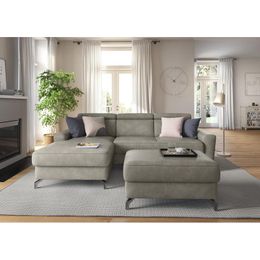 Sit & More sit&more Ecksofa &raquo;Scarlett L-Form&laquo; inklusive Kopfteilverstellung, optional Schlaffunktion & Bettkasten grau B/H/T: 258cm x 172cm, Luxus-Microfaser, 