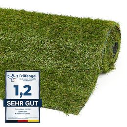 ANDIAMO Kunstrasen &raquo;Rasenteppich Jever, Gesamth&ouml;he 22 mm&laquo; rechteckig nat&uuml;rliche Optik, mit Drainagefunktion, f&uuml;r Balkon, Terrasse & Garten gr&uuml;n Polyethylen (