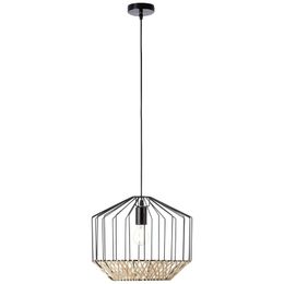 Brilliant Pendelleuchte &raquo;Templo&laquo; E27 1 Stk. H&auml;ngelampe 37cm schwarz/natur schwarz 1, &Oslash; 37cm H: 153cm, 1 Stk.