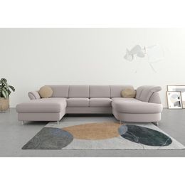 Sit & More sit&more Wohnlandschaft &raquo;Apulia U-Form&laquo; wahlweise Schlaffunktion, Bettkasten und Kopf- und Armteilverstellung beige Webstoff (100% Polyester);Struktur