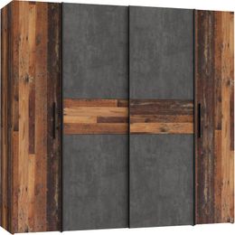 FORTE Kleiderschrank &raquo;Kalixtus, Made in Europe&laquo; B/H/T ca. 200x190x60 cm, 2 Schiebet&uuml;ren, 2 Dreht&uuml;ren, 8 Einlegeb&ouml;den, Kombination aus Dreh- und 