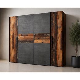 FORTE Kleiderschrank &raquo;Kalixtus, Made in Europe&laquo; B/H/T ca. 200x190x60 cm, 2 Schiebet&uuml;ren, 2 Dreht&uuml;ren, 8 Einlegeb&ouml;den, Kombination aus Dreh- und 