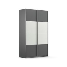 Rauch Schwebet&uuml;renschrank &raquo;Quadra Schlafzimmerschrank in vielen Breiten&laquo; Kleiderschrank Garderobenschrank Schrank mit Glaselementen grau Holzwerkstoff