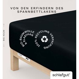 Schlafgut Spannbettlaken &raquo;PURE BOXSPRING Bio-Baumwolle mit Elasthan, 170 g/m&sup2;, Bettlaken&laquo; PREMIUM Boxspringbett Laken bis 40 cm H&ouml;he, dehnbar blickdicht, straff