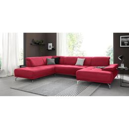 OTTO home Wohnlandschaft &raquo;Caluna&laquo; Inkl.Sitztiefenverstellung, wahlweise mit Kopf- und Armteilverstellung rot Flachgewebe Mura: (100% Polyester);Luxus-