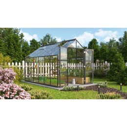 Vitavia Gew&auml;chshaus &raquo;Domus 9900&laquo; mit Doppelschwingt&uuml;ren, bodentiefer T&uuml;rschwelle, 3 mm Sicherheitsglas schwarz B/H/T: 257cm x 253,9cm x 387cm