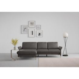Sit & More sit&more Ecksofa &raquo;Fashion L-Form&laquo; wahlweise mit Kopfteilverstellung, Vorziehsitz, motorisch, Nickelf&uuml;&szlig;e grau B/H/T: 253cm x 84cm x 165cm, Luxus-