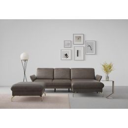 Sit & More sit&more Ecksofa &raquo;Fashion L-Form&laquo; wahlweise mit Kopfteilverstellung, Vorziehsitz, motorisch, Nickelf&uuml;&szlig;e braun B/H/T: 253cm x 84cm x 165cm, Luxus-