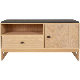 WOODMAN Schuhbank &raquo;Slussen&laquo; im skandinavian Design, Holzfurnier aus Eiche, FSC -zertifiziert braun B/H/T: 100cm x 50cm x 38,5cm, Kunstleder