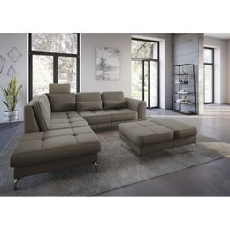 Sit & More sit&more Ecksofa &raquo;Bendigo L-Form&laquo; inklusive Sitztiefenverstellung, Bodenfreiheit 12 cm, in 2 Fu&szlig;farben braun B/H/T: 258cm x 84cm x 226cm, NaturLEDER ,