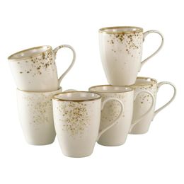 Creatable Becher &raquo;Nature Collection Creme, Kaffeebecher 6-tlg&laquo; Naturverbundenes Design, Einzigartige Oberfl&auml;che beige Steinzeug &Oslash; 8,5cm x 11cm, 300ml,