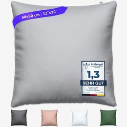 Kissenbezug &raquo;Mikrofaser Kissenbezug - Allergiker Kopfkissenbezug - unfassbar weich&laquo; Gr&ouml;&szlig;e 80x80, 40x80 und 70x90 cm; versteckter Rei&szlig;verschluss grau 