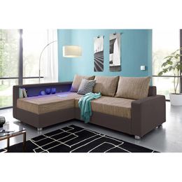 Collection AB Ecksofa &raquo;Relax L-Form, B: 223 cm&laquo; Schlaffunktion, Bettkasten, Regal & 1 Zierkissen, optional Licht braun Zierkissen: 100%Polyester;