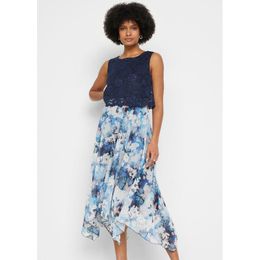 bonprix Damen bonprix Chiffonkleid aus Chiffon, mit Spitze im Oberteil, Slim Fit, &auml;rmellos bunt 50, N-Gr