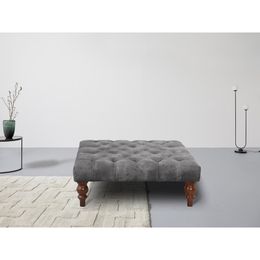 OTTO home Polsterhocker &raquo;Chesterfield&laquo; mit Knopfheftung, auch in Leder grau Luxus-Microfaser Lederoptik (100% Polyester) B/H/T: 35cm x 90cm, Luxus-