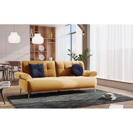 Sit & More sit&more 2,5-Sitzer &raquo;Orient 1&laquo; inkl. 2 Zierkissen mit Strass-Stein, goldfarbene Metallf&uuml;&szlig;e gold 100% Polyester B/H/T: 218cm x 88cm x 93cm, Samtoptik