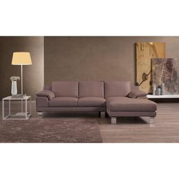 Egoitaliano Ecksofa &raquo;Shakira, Design & Sitzkomfort auf hohem Niveau, Breite 236cm, L-Form&laquo; mit Recamiere, L-Form, edle F&uuml;&szlig;e beige Leder &raquo;BULL&laquo; (echtes Rindsleder)