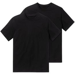 Schiesser Herren T-Shirt &raquo;Essentials&laquo; 2er-Pack, mit Rundhalsausschnitt, mit kurzen &Auml;rmeln schwarz M