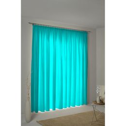 WIRTH Vorhang &raquo;Natur&laquo; Kr&auml;uselband 1 Stk. tlg. nach Ma&szlig; blau Baumwolle 215cm, Kr&auml;uselband, 127cm