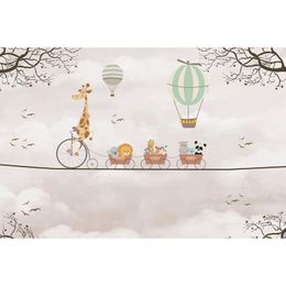 A.S. Cr&eacute;ation Vliestapete &raquo;Kindertapete Tiere auf Fahrrad Beige Bunt&laquo; matt glatt bunt Vlies B/L: 2,5m x 3,75m, Rollen: 1