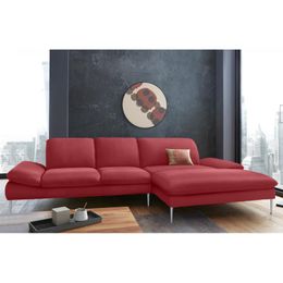W.Schillig Ecksofa &raquo;enjoy&MORE, Designsofa, bequem, zeitlos und elegant, L-Form&laquo; mit Sitztiefenverstellung, F&uuml;&szlig;e silber matt, Breite 340 cm rot 
