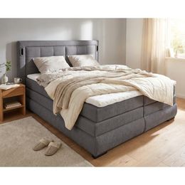 OTTO home Boxspringbett &raquo;MIVVA&laquo; in H3, H4 oder Hmix H3/H4, wahlweise mit oder ohne LED-Leuchten Holz teilmassiv, Holzwerkstoff, Spanplatte Struktur 