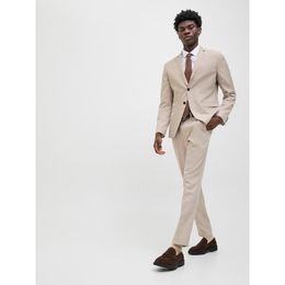 Jack & Jones Jack & Jones Herren Anzug &raquo;JPRCOSTA SUIT&laquo; Set, 2 tlg. tlg. sehr schmal aus Polyester, sehr schmale Passform, mit Reverskragen, Langarm-Sakko beige 56,