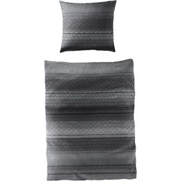 Jekatex Bettw&auml;sche &raquo;EVELYN&laquo; 2 Stk. Bettw&auml;sche-Set aus 100% Baumwolle grau Mako-Satin, Obermaterial: 100% Baumwolle B/L: 200cm x 200cm, 1 Stk., 1 Stk., Mako-