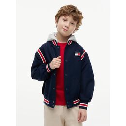 Tommy Hilfiger Herren Bomberjacke mit Kapuze abnehmbare Kapuze, Regular Fit, Kinder bis 16 Jahre blau 7 (122)