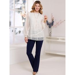Classic Basics Damen Spitzenbluse, beige, Gr. 42, unifarben, 100% Polyester, Spitze:100% Polyamid, Blusen