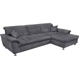 DOMO collection Ecksofa &raquo;FRANZI 278x162 cm, L-Form, bequem, belastbar bis 140 kg/Sitz&laquo; Chenille, dunkelgrau grau Flachgewebe (100% Polyester);Chenille