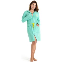 Kangaroos Damenbademantel &raquo;Kira, ideal f&uuml;r Sauna & Spa, Hotelbademantel, Morgenmantel&laquo; 1 Stk. mit Bindekordel, kurz, Badem&auml;ntel f&uuml;r Damen, XS-3XL gr&uuml;n