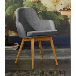 OTTO home Armlehnstuhl &raquo;Livry&laquo; (Set) 2 Stk.Polsterstuhl, Schalenstuhl grau Polyester B/H/T: 62cm x 83cm x 63cm, 2 Stk., Feinstruktur Strukturoptik, 