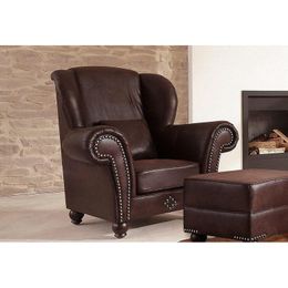 Home Affaire Sessel &raquo;King George gem&uuml;tlicher Ohrensessel mit Ziern&auml;geln, mit Federkern&laquo; Korpus aus Luxus-Microfaser in Vintage-Optik (100% Polyester),