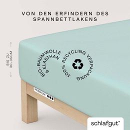 Schlafgut Spannbettlaken &raquo;PREMIUM Mako-Zwirn-Jersey, 220 g/m&sup2;, 95% Bio-Baumwolle, 5% Elasthan&laquo; Bettlaken bis 30 cm H&ouml;he, PREMIUM-Qualit&auml;t langlebig, perfekter 