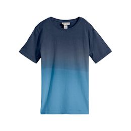 bonprix Jungen T-Shirt, blau, Gr. 152, Obermaterial: 100% Baumwolle, Shirts, aus reiner Baumwolle, mit Farbverlauf, Kurzarm-Design