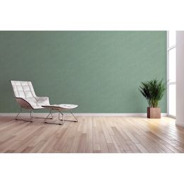 Livingwalls living walls Vliestapete &raquo;Stories of Life Tapete Gr&uuml;n modern Vliestapete&laquo; Leinenoptik einfarbig uni leicht strukturiert Design Wandtapete mit 