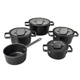 Hanseatic Topf-Set &raquo;ALU PRO&laquo; Set, Fleischtopf 1x 16 cm / 2x 20 cm / 1x 24 cm, Stielkasserolle 16 cm, 9 Stk. tlg. Aluminium schwarz Einheitsgr&ouml;&szlig;e