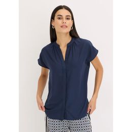 bonprix Damen bonprix Kurzarmbluse Oversize Passform, mit V-Ausschnitt, mit Umlegekragen 46