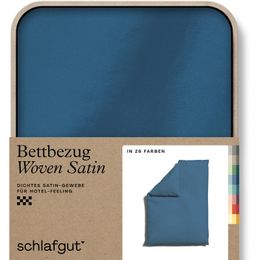 Schlafgut Bettbezug &raquo;Woven Satin&laquo; besonders dicht gewebt, Mix & Match: passender Kissenbezug erh&auml;ltlich blau Mako-Satin, Obermaterial: 100% Baumwolle B/L: 155cm