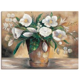 Artland Leinwandbild &raquo;Combination der Reinheit I&laquo; Blumen 1 Stk. tlg. auf Holzrahmen gespannt wei&szlig; Leinwand B/H/T: 40cm x 30cm, Leinwandbild Blumen Querformat,