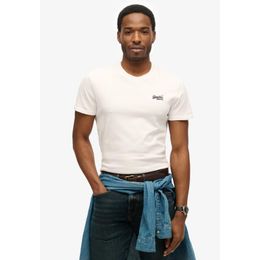 Superdry Herren Rundhalsshirt &raquo;ESSENTIAL CONTRAST EMB TEE&laquo; Slim Fit, aus Baumwolle und Single Jersey, mit Print, pflegeleicht wei&szlig; S
