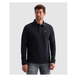PME-Legend PME LEGEND Herren Langarm-Poloshirt, schwarz, Gr. XL, unifarben, Web, Obermaterial: 95% Baumwolle, 5% Elasthan, Shirts, mit Logo Stickerei