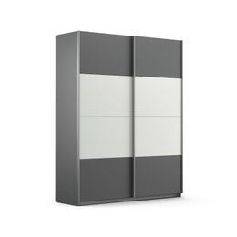 Rauch Schwebet&uuml;renschrank &raquo;Quadra Schlafzimmerschrank in vielen Breiten&laquo; Kleiderschrank Garderobenschrank Schrank mit Glaselementen grau Holzwerkstoff