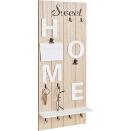 OTTO home Garderobenleiste &raquo;Sweet Home&laquo; H&ouml;he 70 cm beige Holzwerkstoff B/H/T: 30cm x 70cm x 8cm