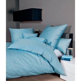 Janine Bettw&auml;sche &raquo;Colors&laquo; 2 Stk. feinf&auml;dige uni Bettw&auml;sche f&uuml;r alle Jahreszeiten, Markenrei&szlig;verschluss blau Mako-Satin, Obermaterial: 100% Baumwolle B/L: 